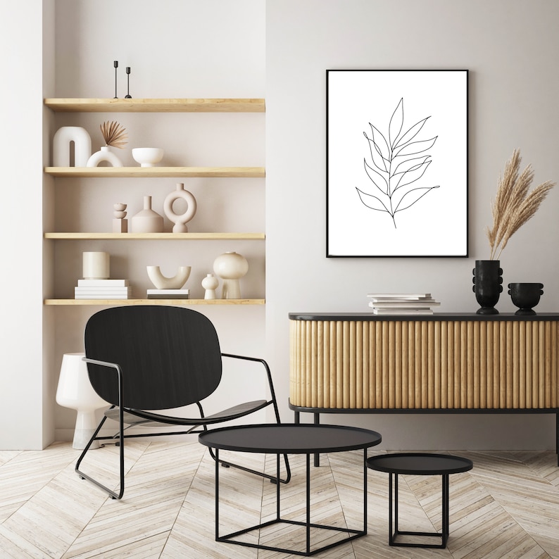 Leaf Line Art Print Leaf Line Drawing Leaf Print Leaf Line - Etsy