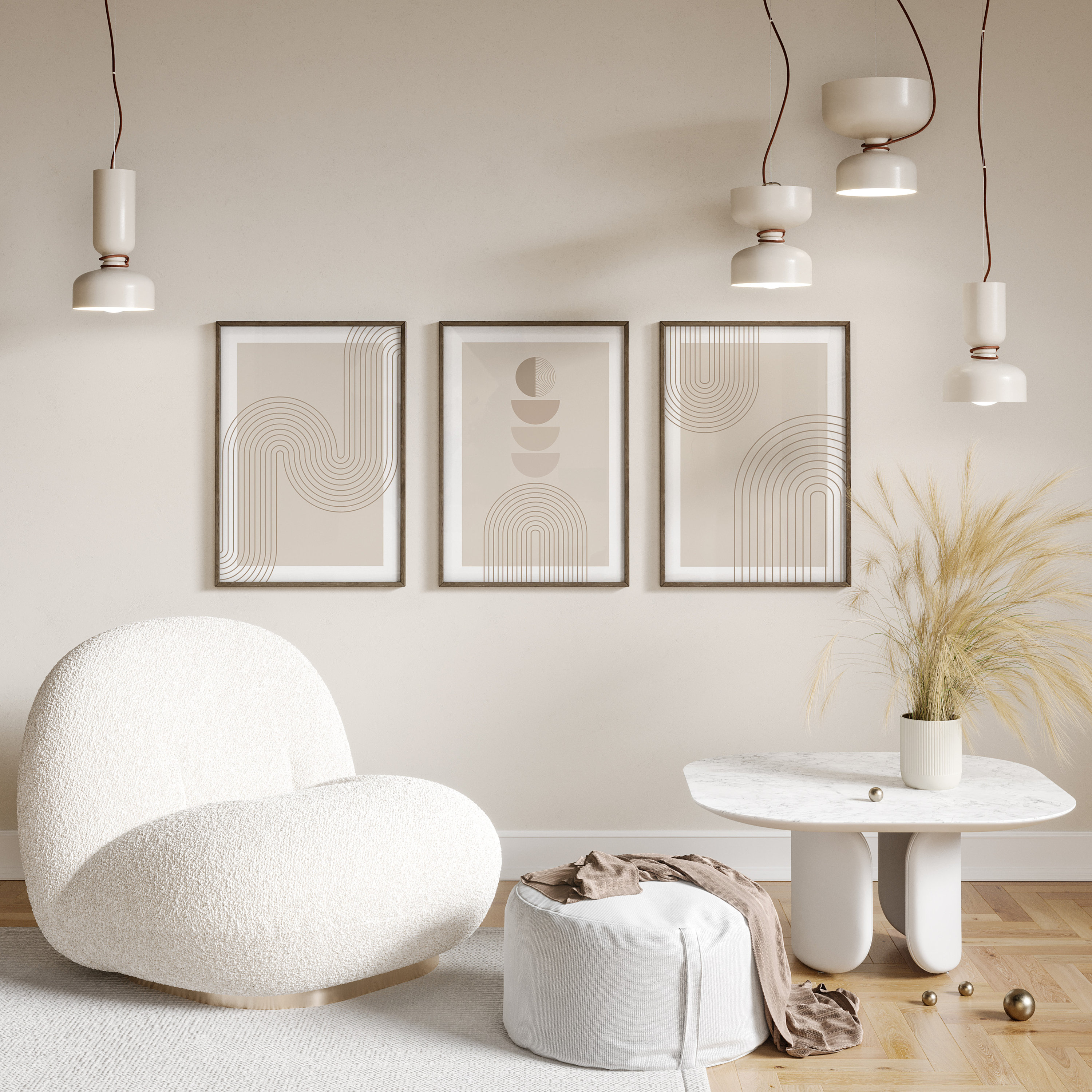 Beige Wall Art Prints in Set of 3 Minimalist Style Neutral - Etsy UK