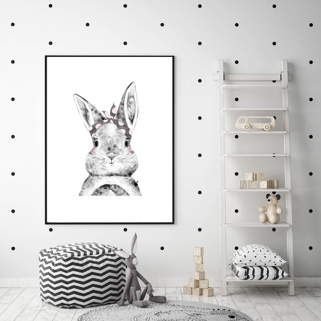 Bunny Rabbit Nursery Print Nursery Wall Art Animal Prints | Etsy