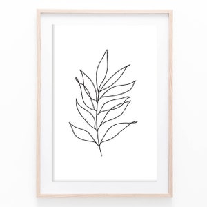 Leaf Line Art Print, Leaf Line Drawing, Leaf Print, Leaf Line Art ...