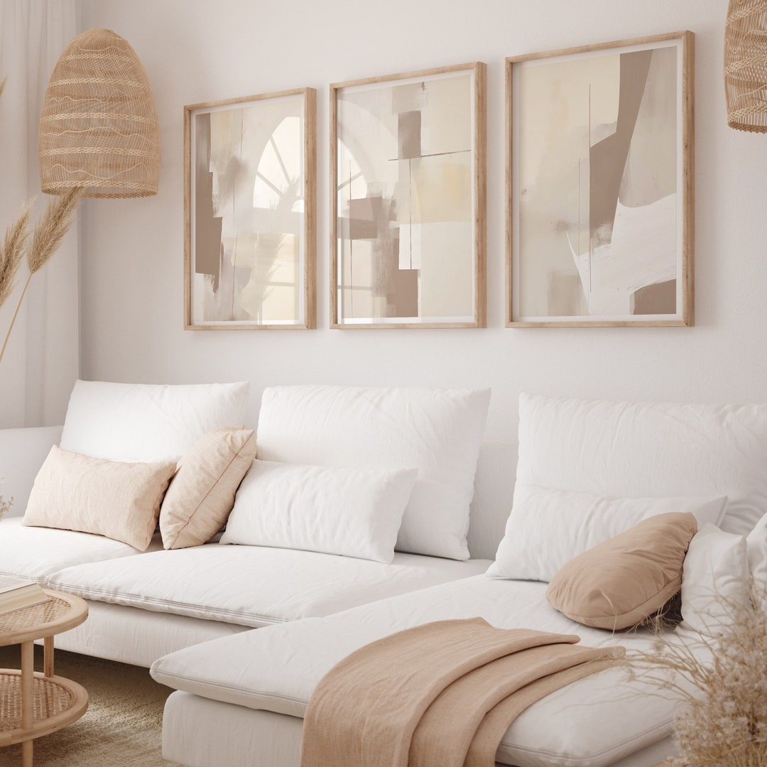 Beige Wall Art Prints in Set of 3, Neutral Wall Prints, Neutral Wall ...