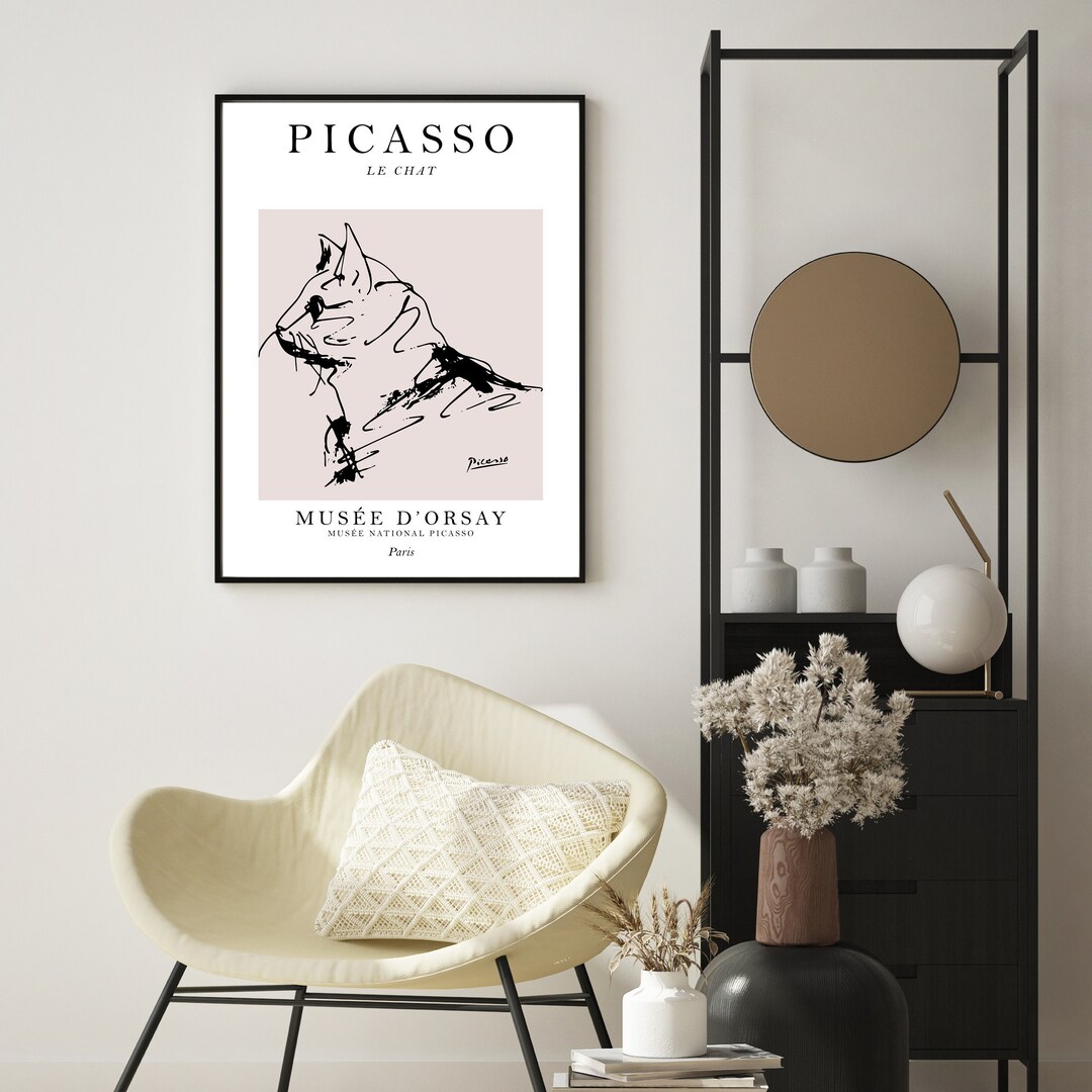 Picasso Cat Print, Pablo Picasso Wall Art, Le Chat Print, Exhibition ...