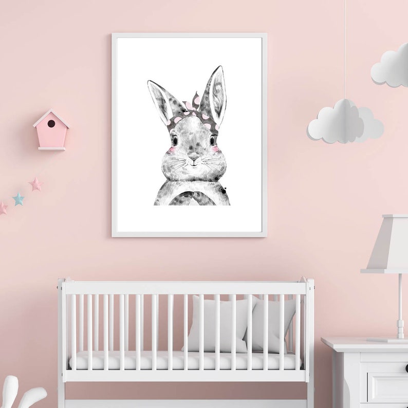 Bunny Rabbit Nursery Print Nursery Wall Art Animal Prints - Etsy
