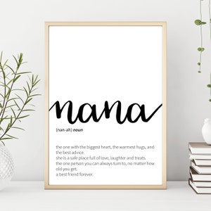 Nana Definition Print | Nana Gift | Gifts for Nana | Nan | Nanny ...