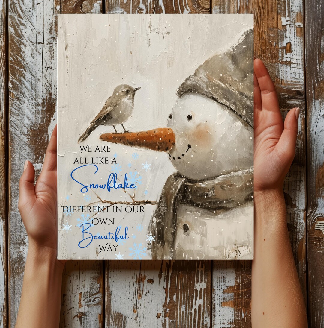 Canvas Wall Art, Cute Snowman and Bird Christmas Home Decor, Holiday ...