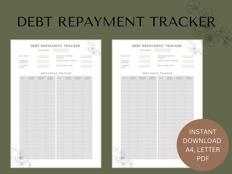 Debt Repayment Tracker, Debt Snowball Tracker,debt Free Planner, Debt ...