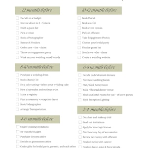 Wedding Planning Checklist, Wedding To-do List, Wedding Preparation ...