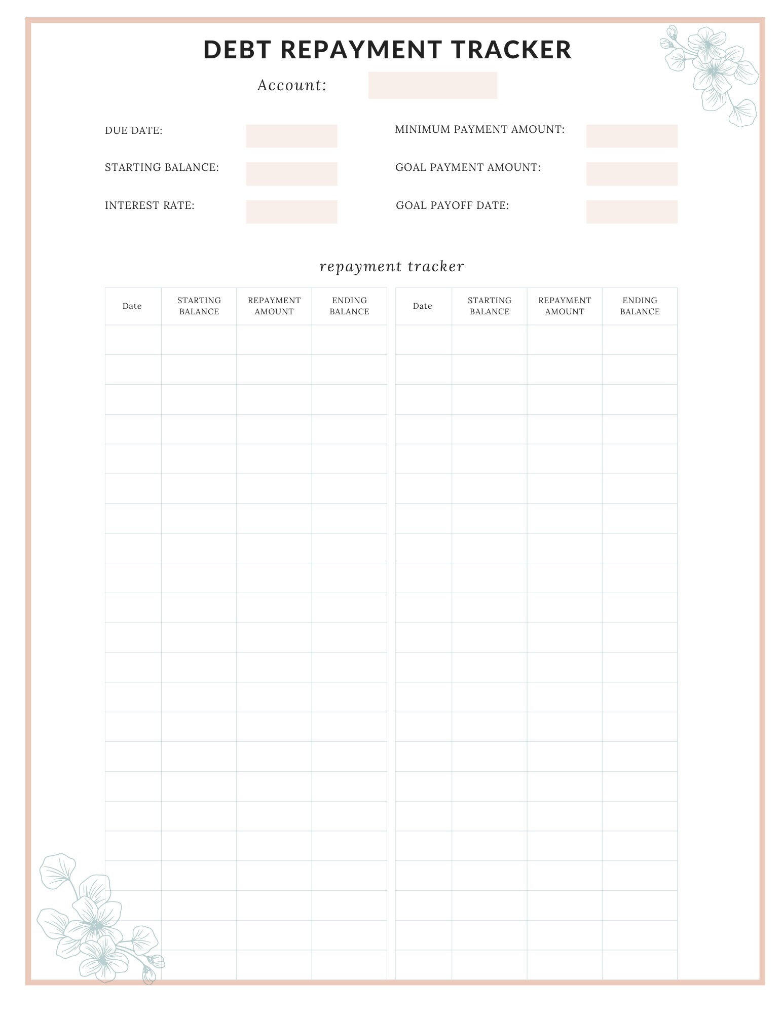 Debt Repayment Tracker, Debt Snowball Tracker,debt Free Planner, Debt ...