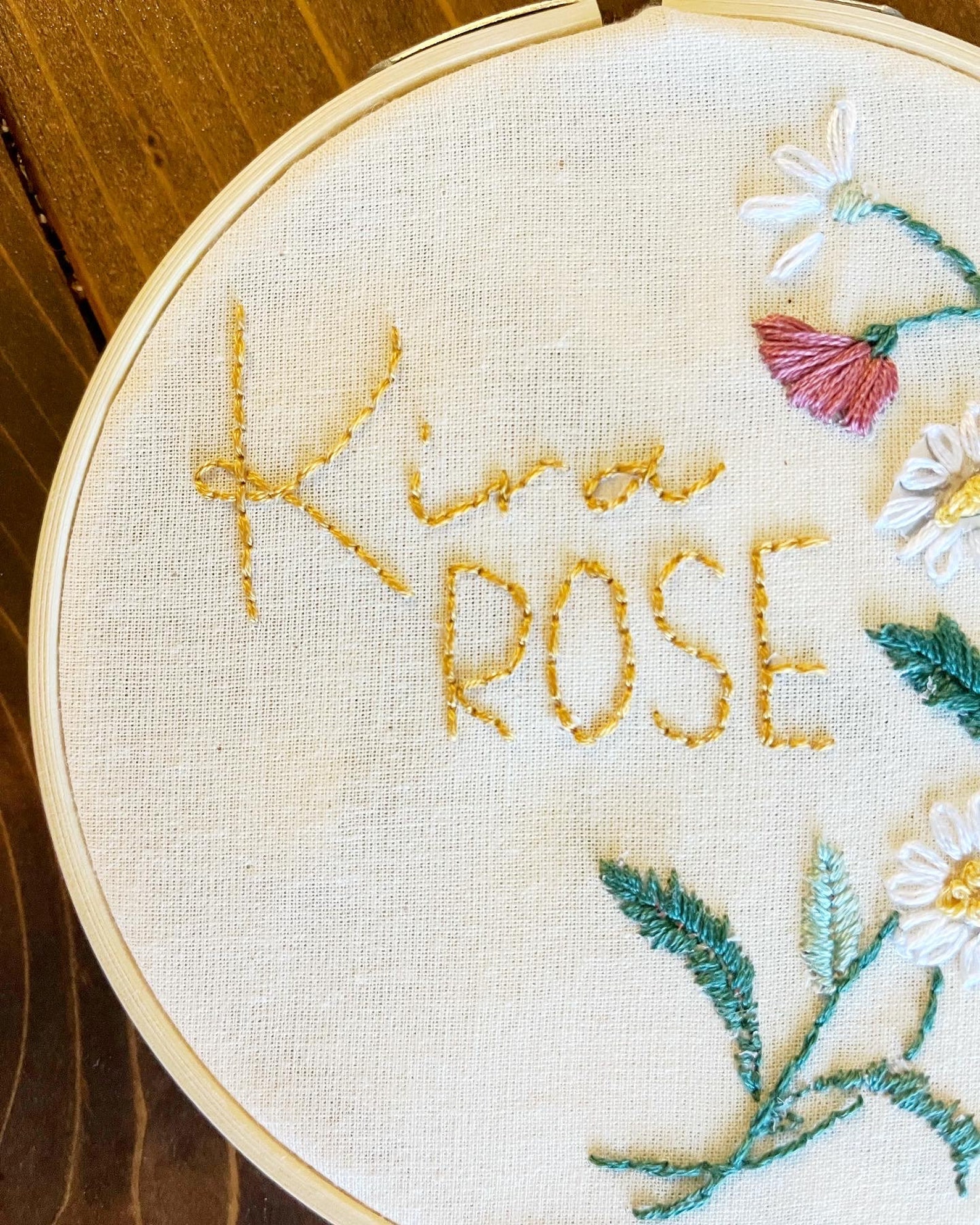 Personalized Hand Embroidery Hoop, Custom Baby Girl Embroidery, Birth ...