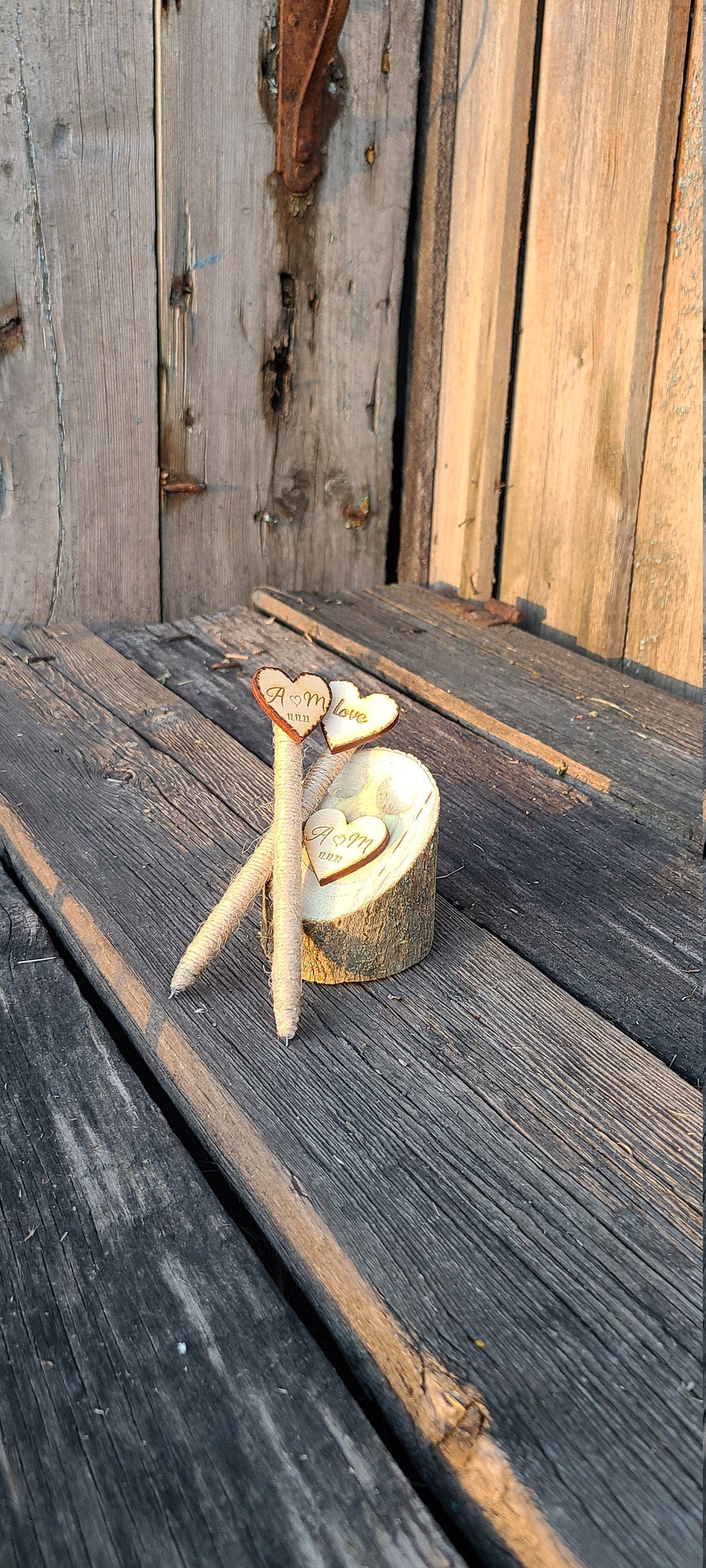 Wedding Rustic Pen Holder (set 2pen 1 Holder) Personalized Guest Book ...