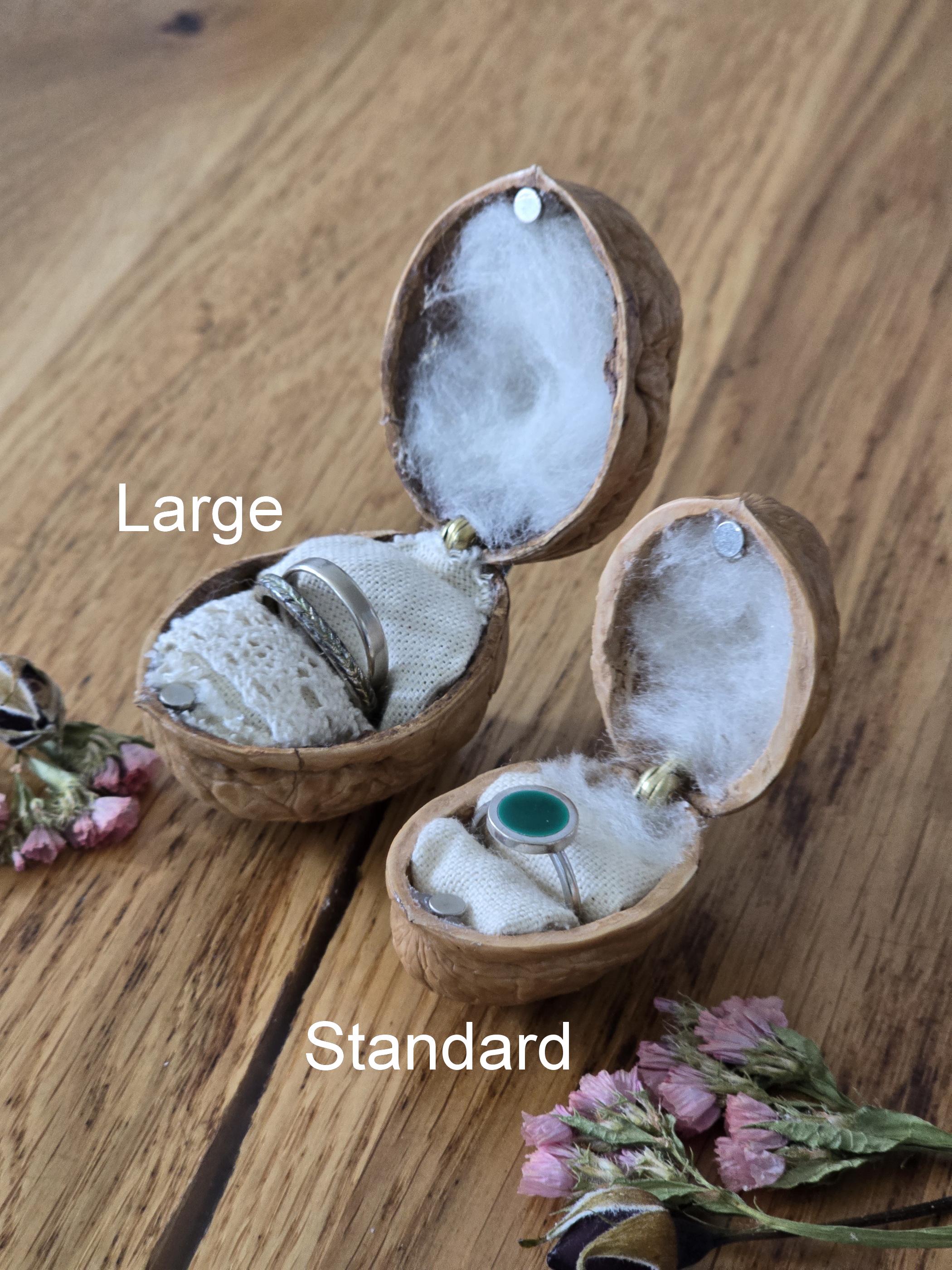 Handcrafted Walnut Shell Ring Box: Rustic Nature-inspired Jewelry ...