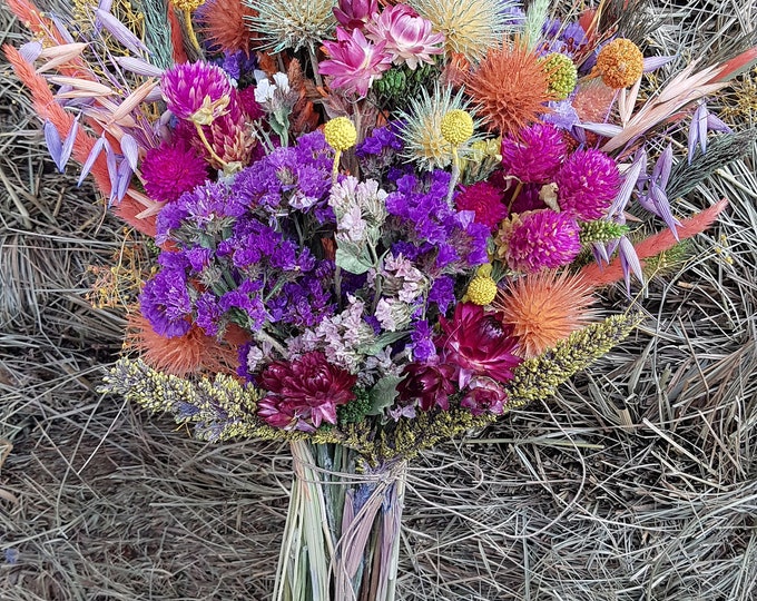 Bouquet Rainbow, Mix of Dried Flowers, Rustic Flower Bouquet,dried ...