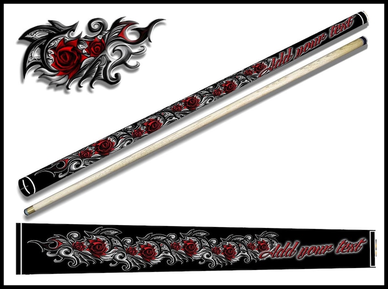 ROSE TATTOO Ash Pool Cue Made to Order Add Your Text - Etsy