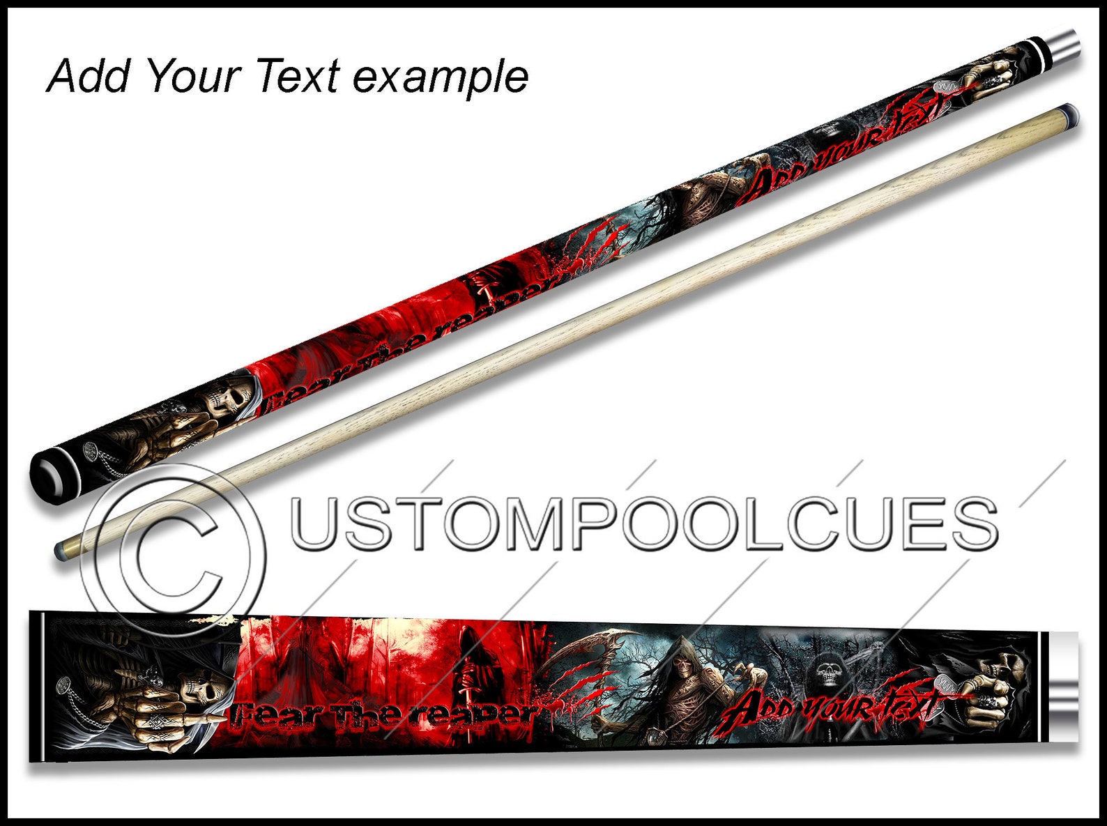 GRIM REAPER DEATH Ash Pool Cue Made to Order Add Your Text - Etsy