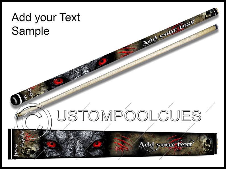 ALPHA WOLF Ash Pool Cue Made to Order Add Your Text | Etsy