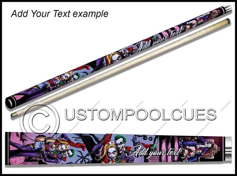 JOKER HARLEY QUINN Ash Pool Cue - Made to Order - Add Your Text - Etsy