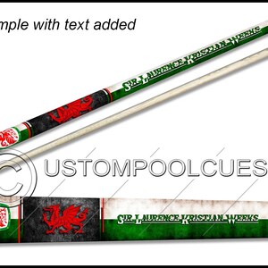 WELSH FLAG Ash Pool Cue - Made to Order - Add Your Text - WALES - Etsy