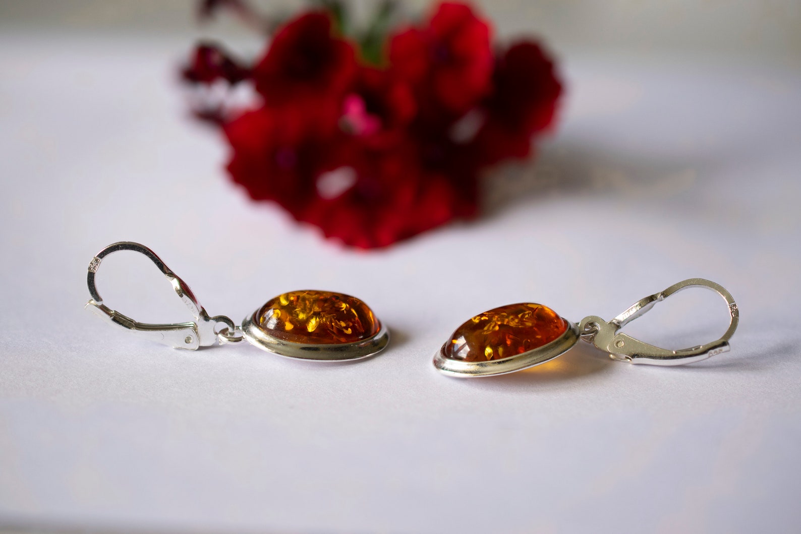 Classic Amber Drop Earrings Cognac Baltic Amber Earrings With | Etsy