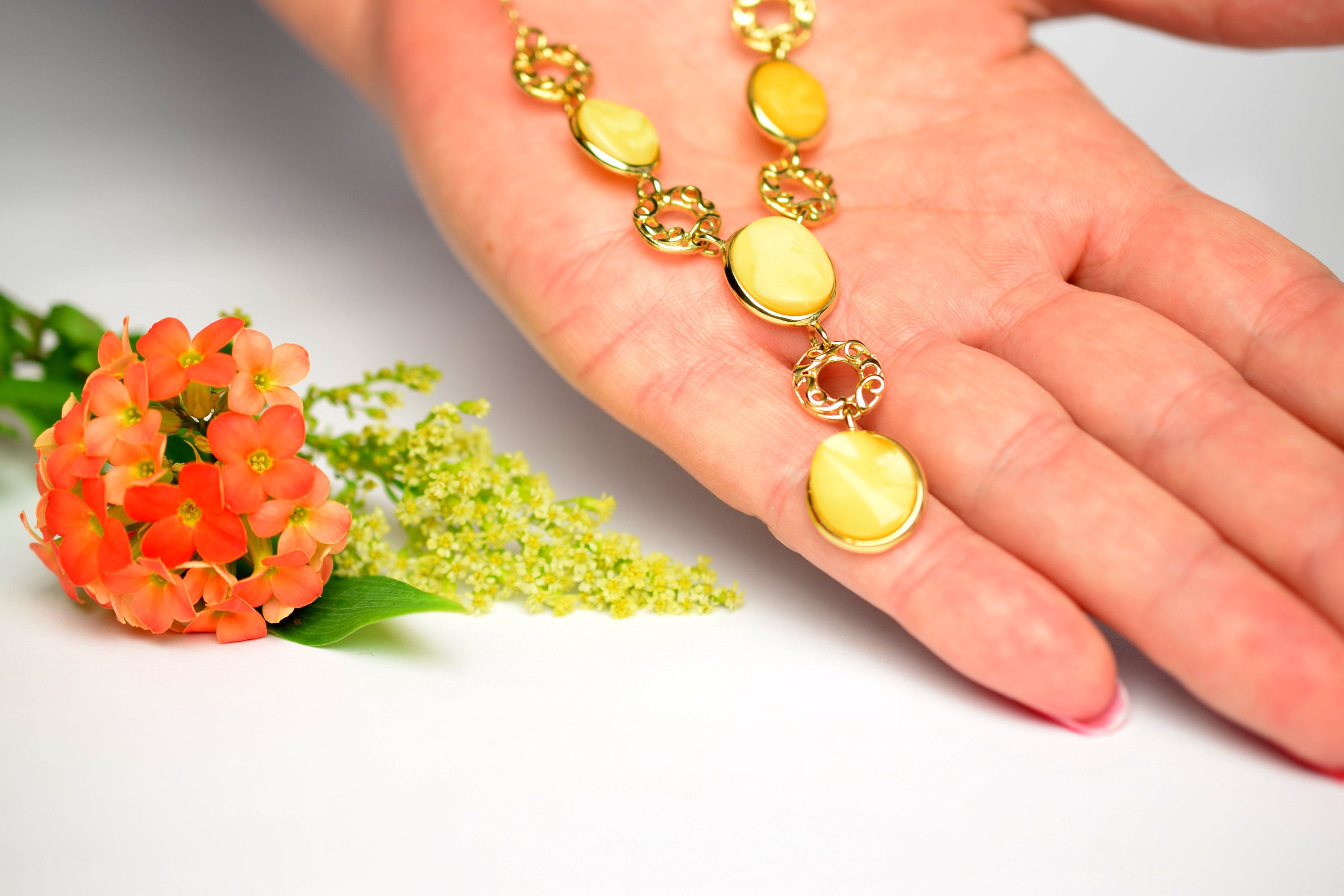 Gold Chain Amber Necklace Yellow Amber With Chain Gold - Etsy