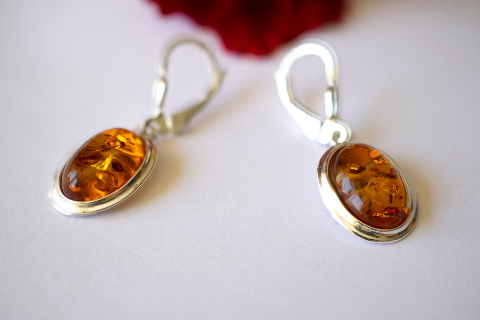 Classic Amber Drop Earrings Cognac Baltic Amber Earrings With | Etsy