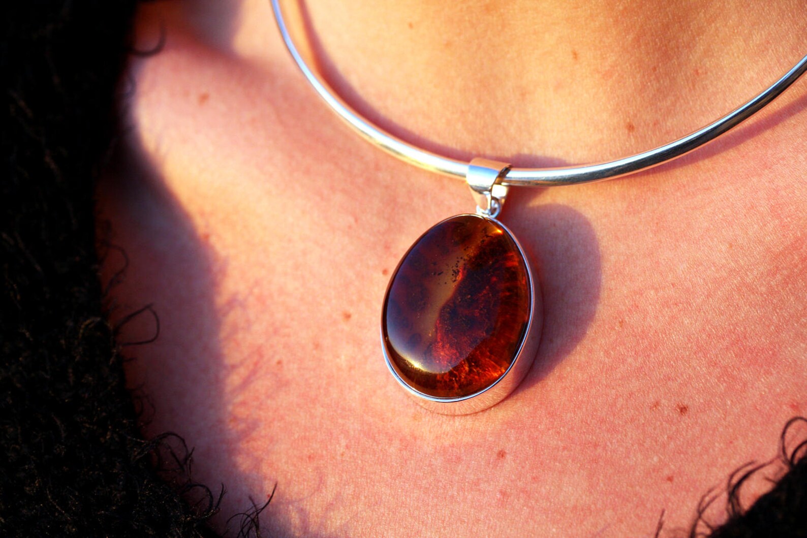 Baltic Amber Pendant, Stacking Amber Pendant,oval Amber Pendant With ...