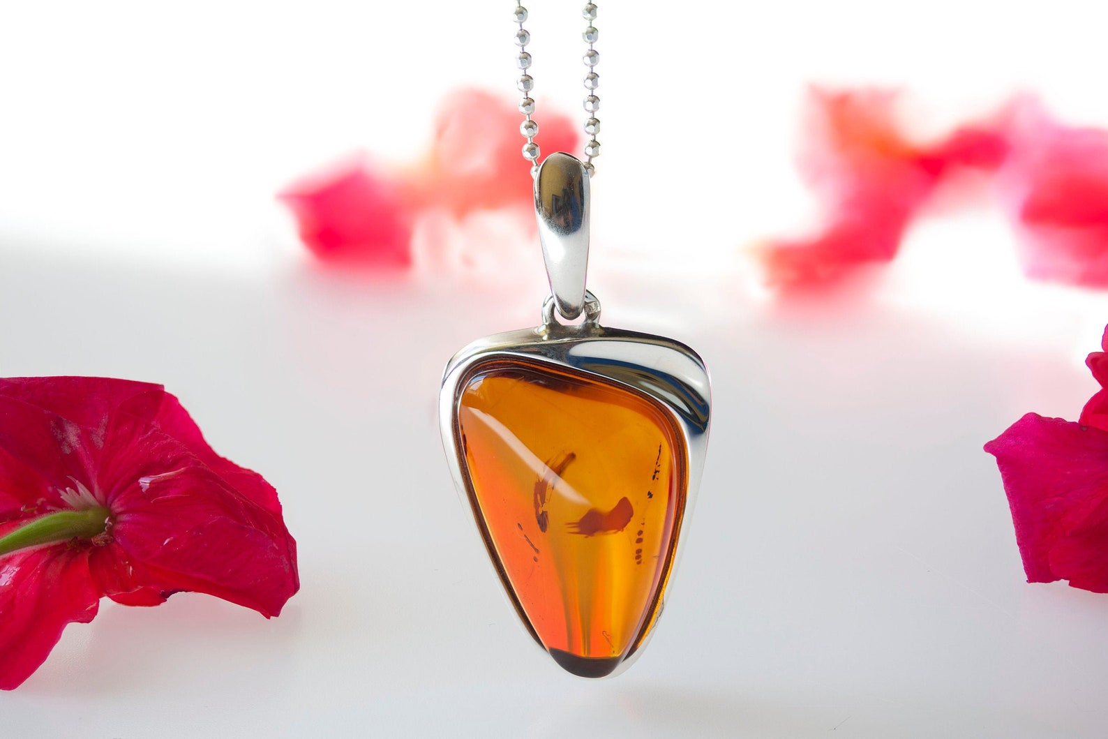 Clear Amber Pendant Amber Silver Pendant Amber Jewelry | Etsy