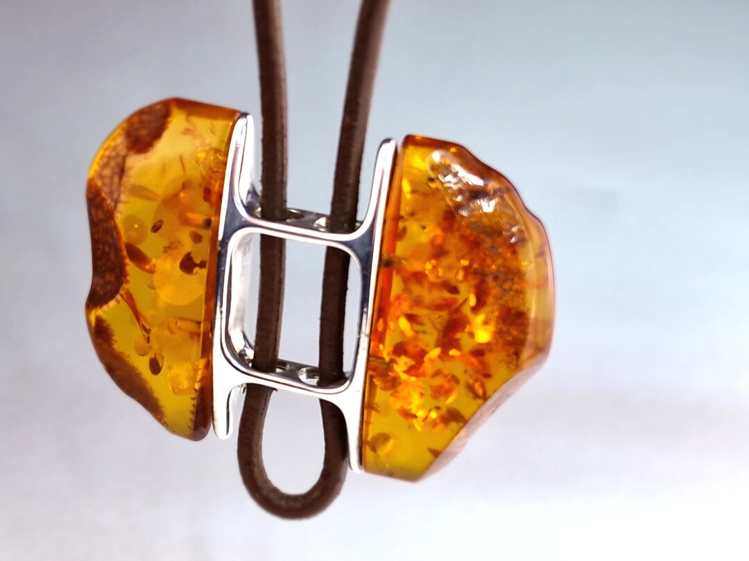 Exclusive Dark Cognac Baltic Amber Stone Necklace, Long Amber and ...