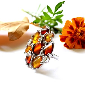 Exclusive Amber & Silver Ring,ring Size 18/5,multicolor Baltic Amber ...