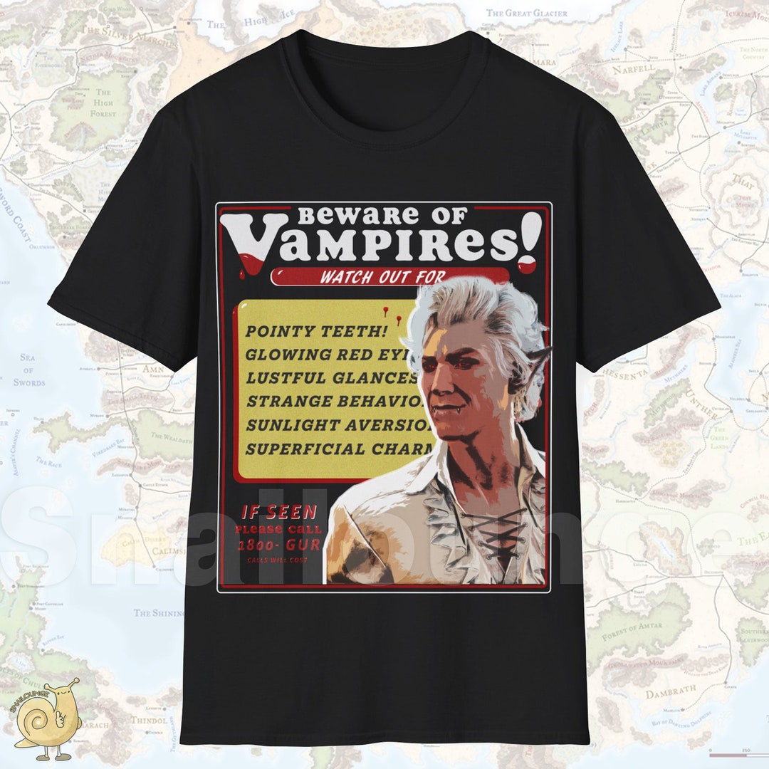 Beware of Vampires the Pale Elf Baldurs Gate 3 Inspired Shirt Retro ...