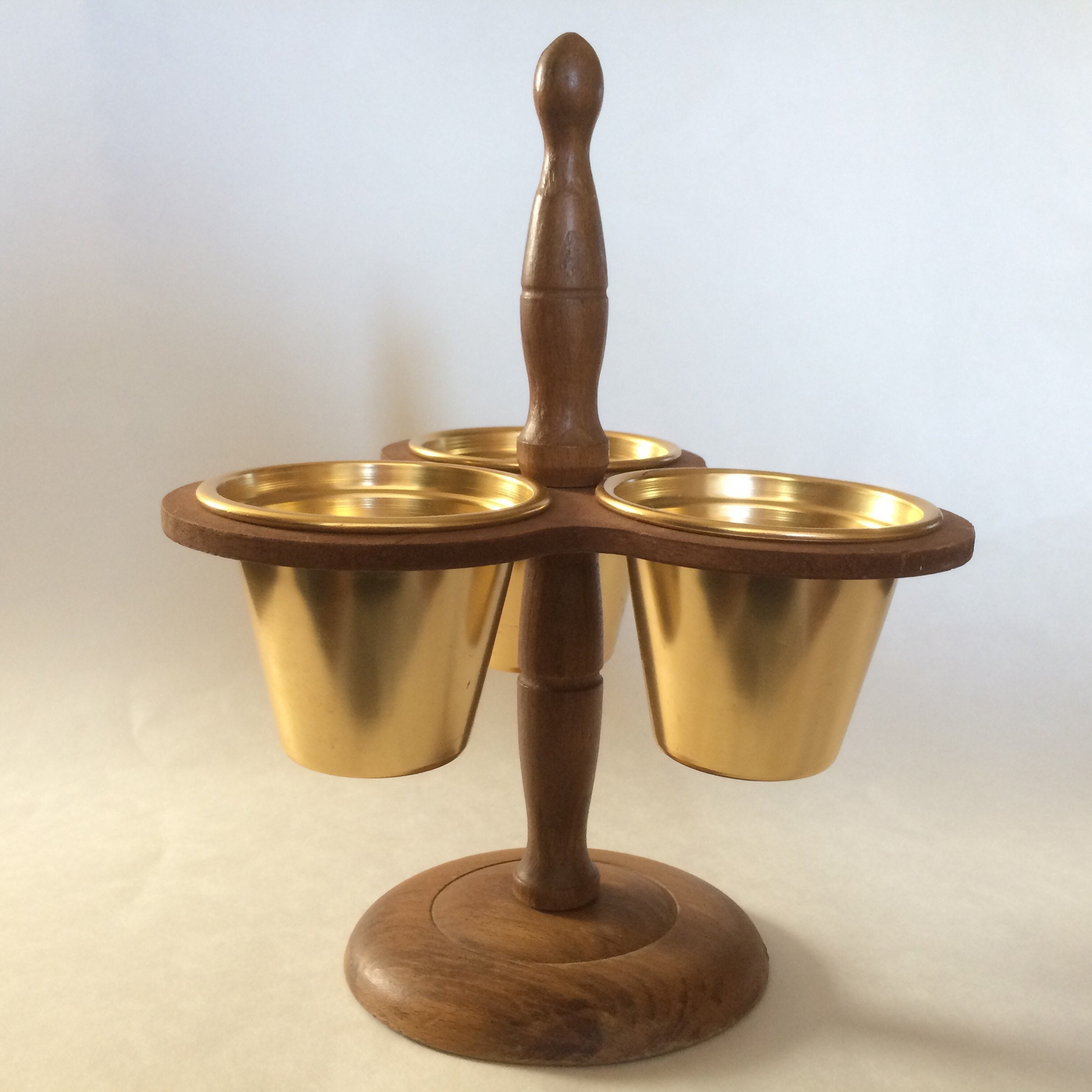 Vintage Chadwick Condiment Caddy, Wooden and Metal Sauce Holder, Mid ...