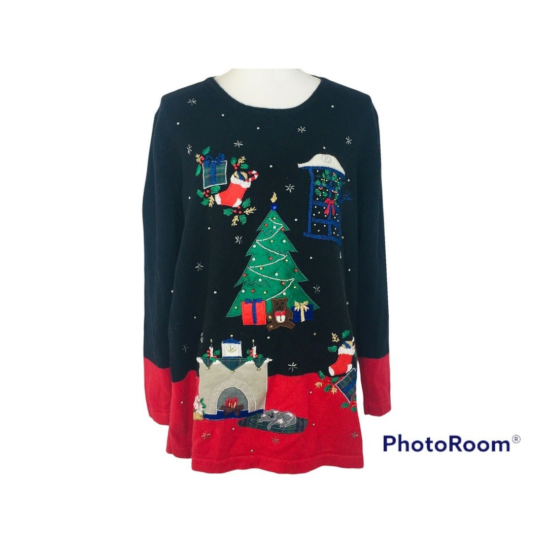 Nutcracker Ugly Embellished Christmas Tree Sweater, Size Large ...