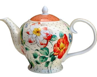 Vintage Purinton Tea Pot in Ivy Red Blossom - Etsy