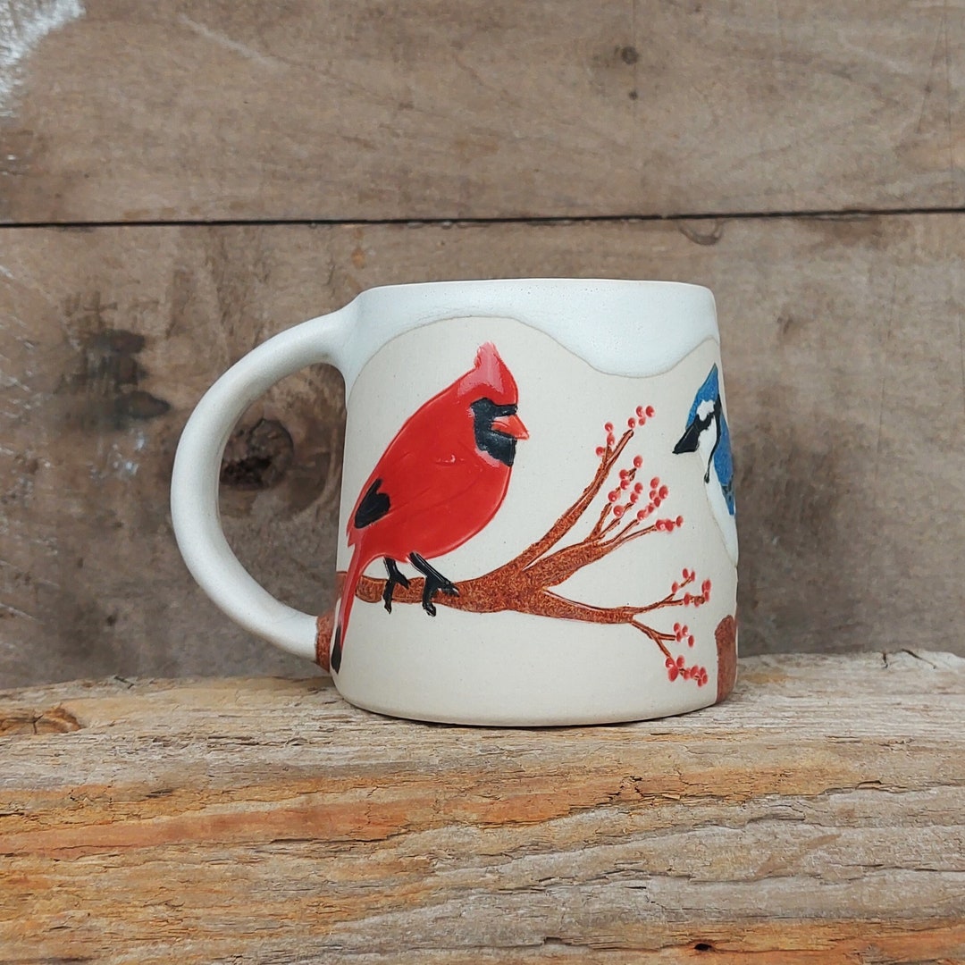 11.8 Oz, Ceramic Bird Mug, Woodland Mug, Handmade Pottery Mug, Forest ...