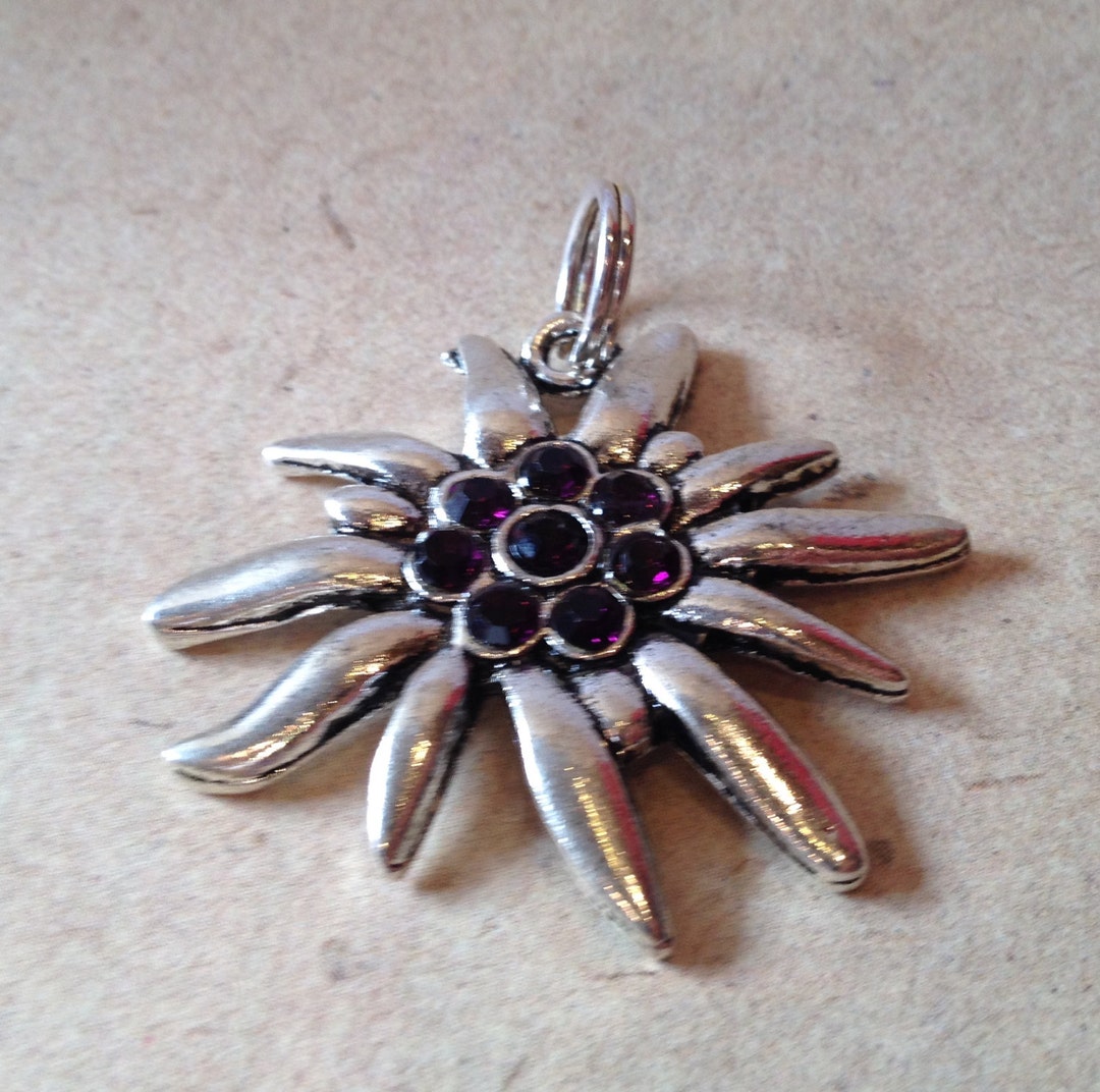 Edelweiss Kettenanhänger dunkel lila - Etsy.de
