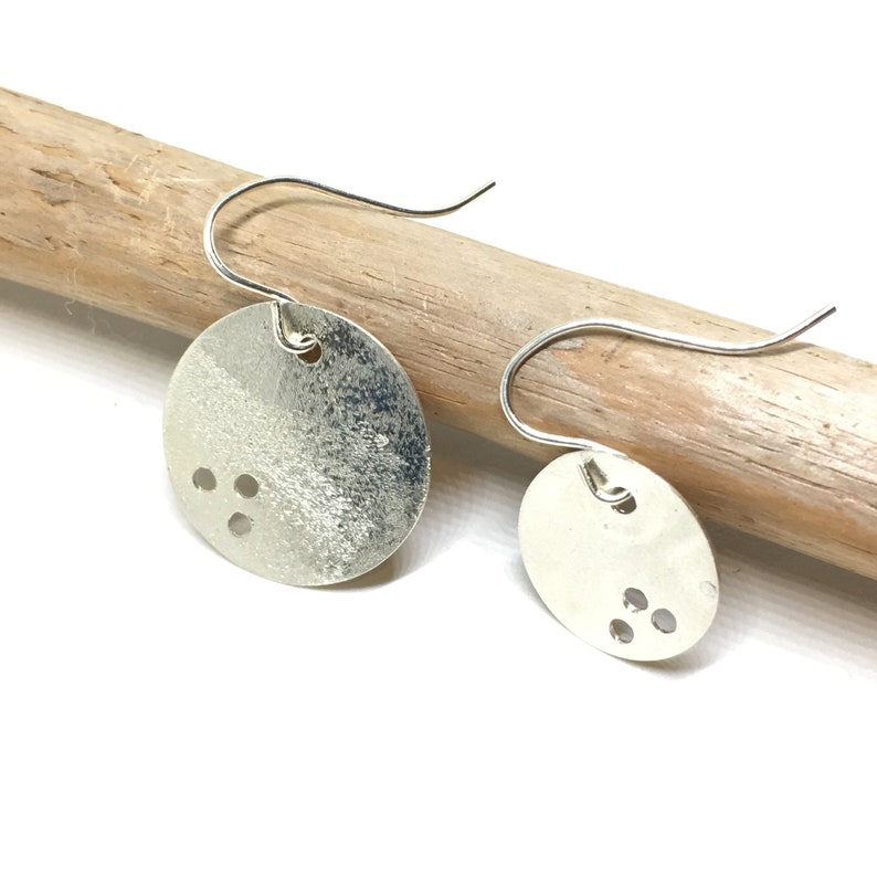 Simple Silver Disc Earrings, Sterling Silver Coin Earrings, Delicate ...