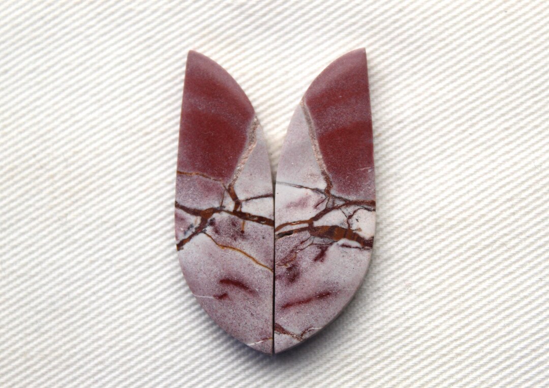 Rhyolite Cabochons Pair Gemstone Pink - Etsy
