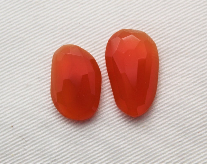 Two Freeform Rose Cut Carnelian Cabochon Gemstone Orange - Etsy