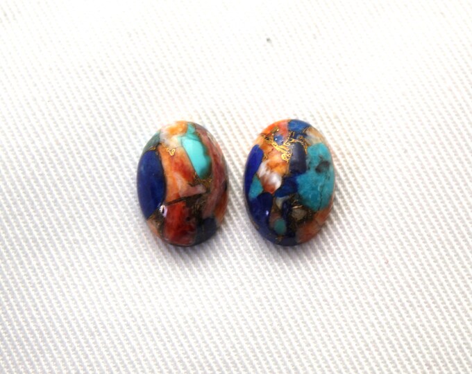 TWO Oval Compressed Turquoise Lapis Spiny Oyster Cabochons 14X10MM - Etsy