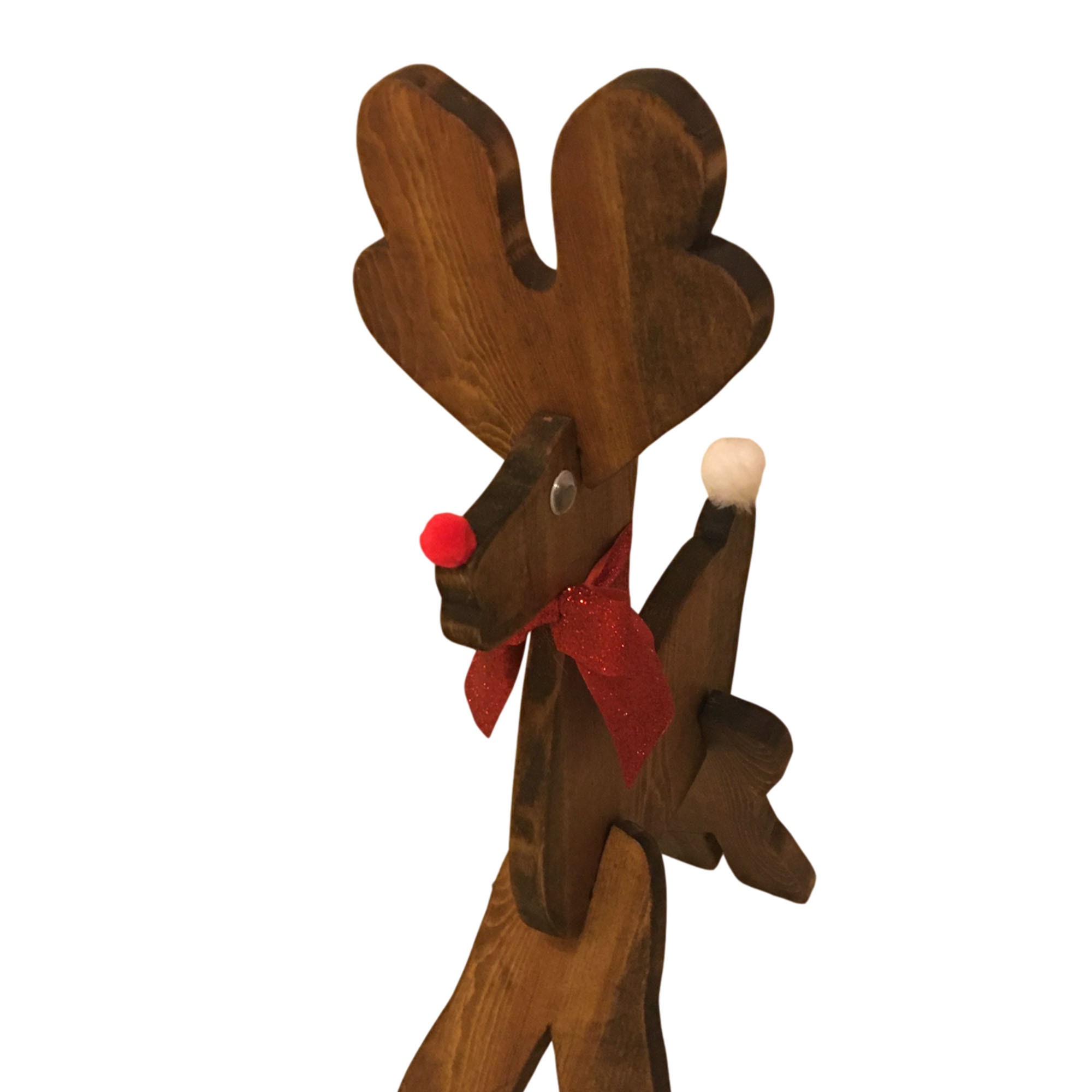 Handmade Wooden Rudolph the Red-nosed Reindeer Christmas Decoration ...