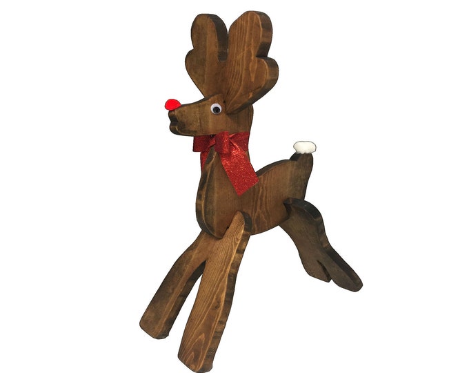 Handmade Wooden Rudolph the Red-nosed Reindeer Christmas Decoration ...