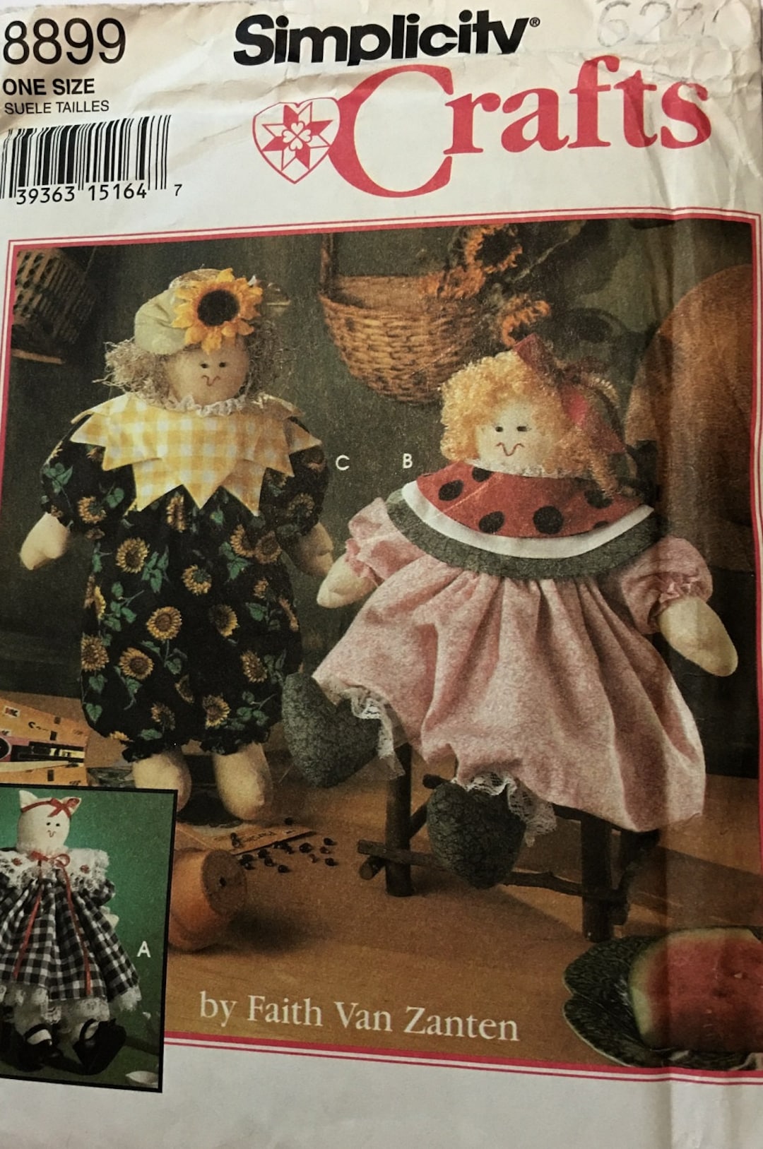 Vintage Faith Van Zanten Stuffed Doll, Cat, and Clothing Pattern ...