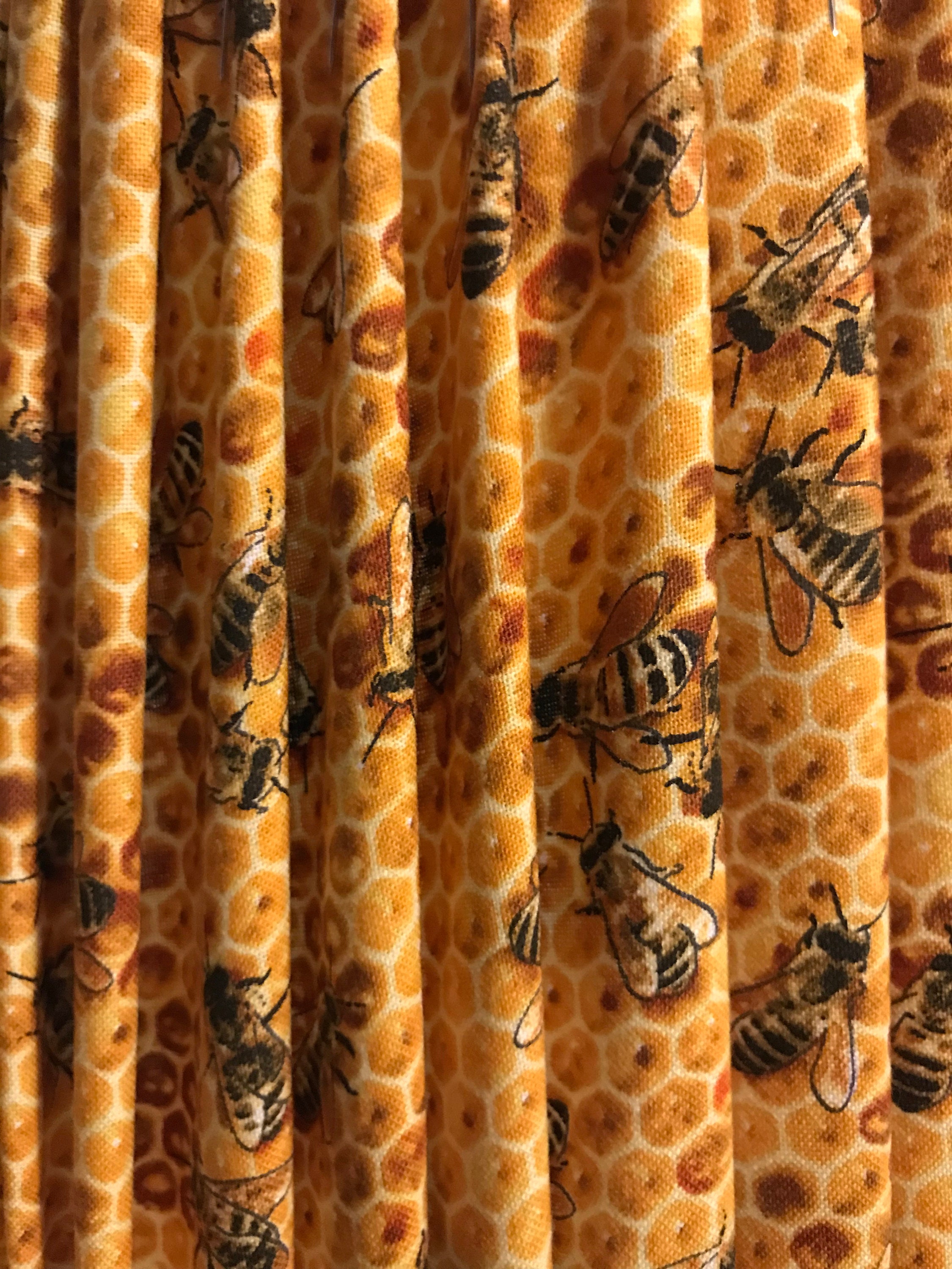 Lamp Shade: Cotton Bee Theme - Hand Sewn - Pleated - Etsy