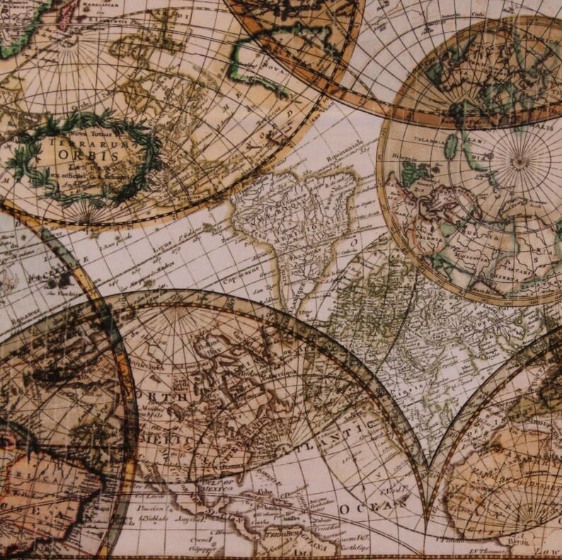 Lamp Shade - Metal Frame - Hand Sewn - Map Theme Lamp Shade - 100% ...