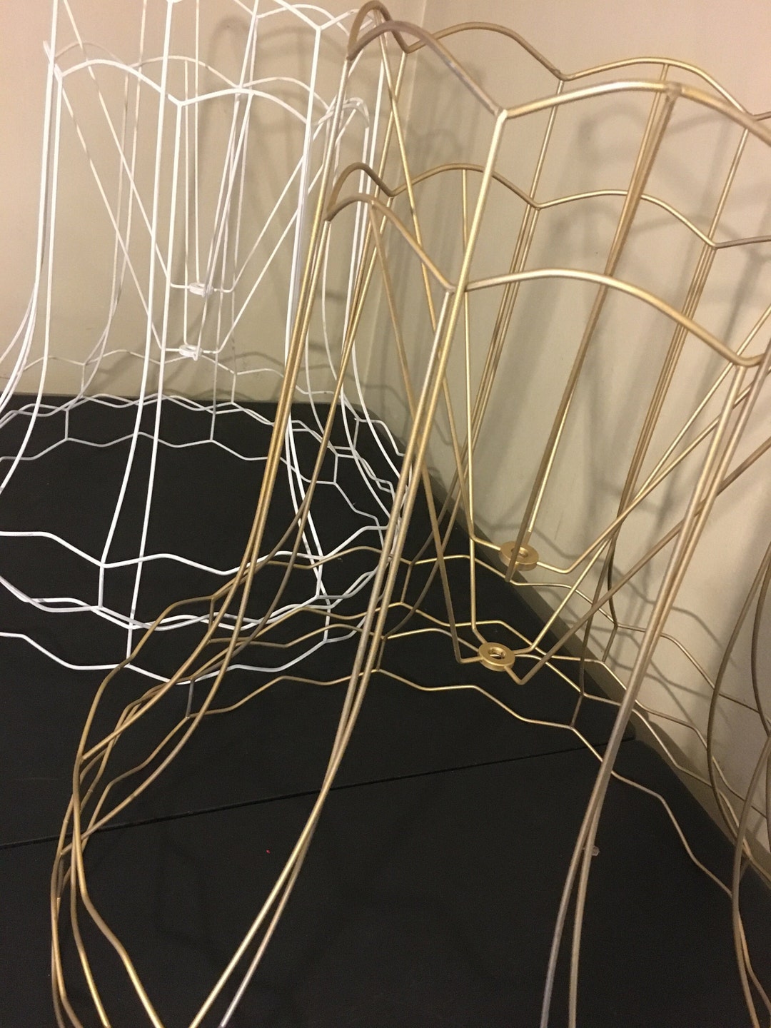 Vintage-antique-lamp-shades Frames Cleaned Painted Coated Wrapped in Poly-satin Nylon or ...