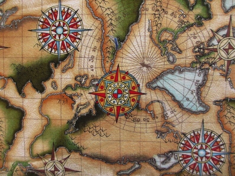 Lamp Shade - Metal Frame - Hand Sewn - Map Theme Lamp Shade - 100% ...