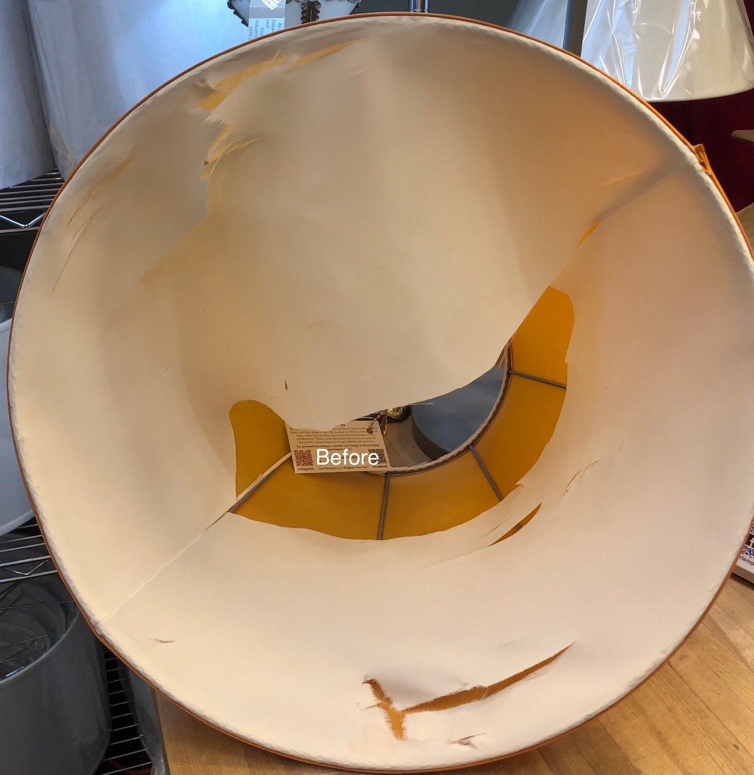 Lamp Shade Lining Repair - Before and After - Etsy