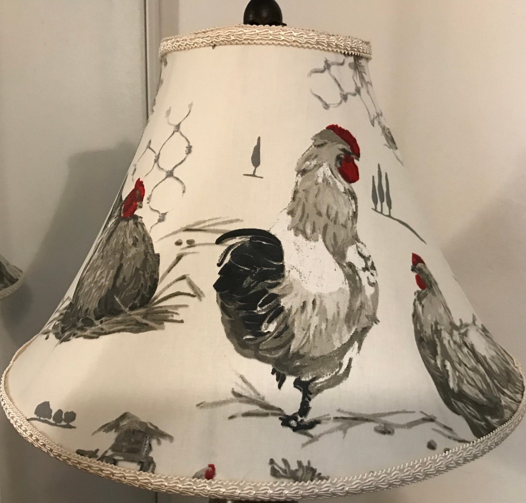 Lamp Shade: Chicken Theme Fabric Hand Sewn Farmhouse - Etsy