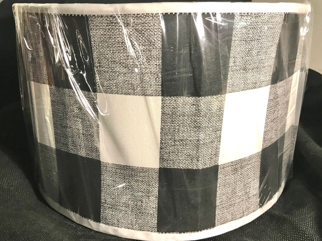 Lamp Shade: Black and White Buffalo Check Cotton Cover - Hand Sewn - Etsy