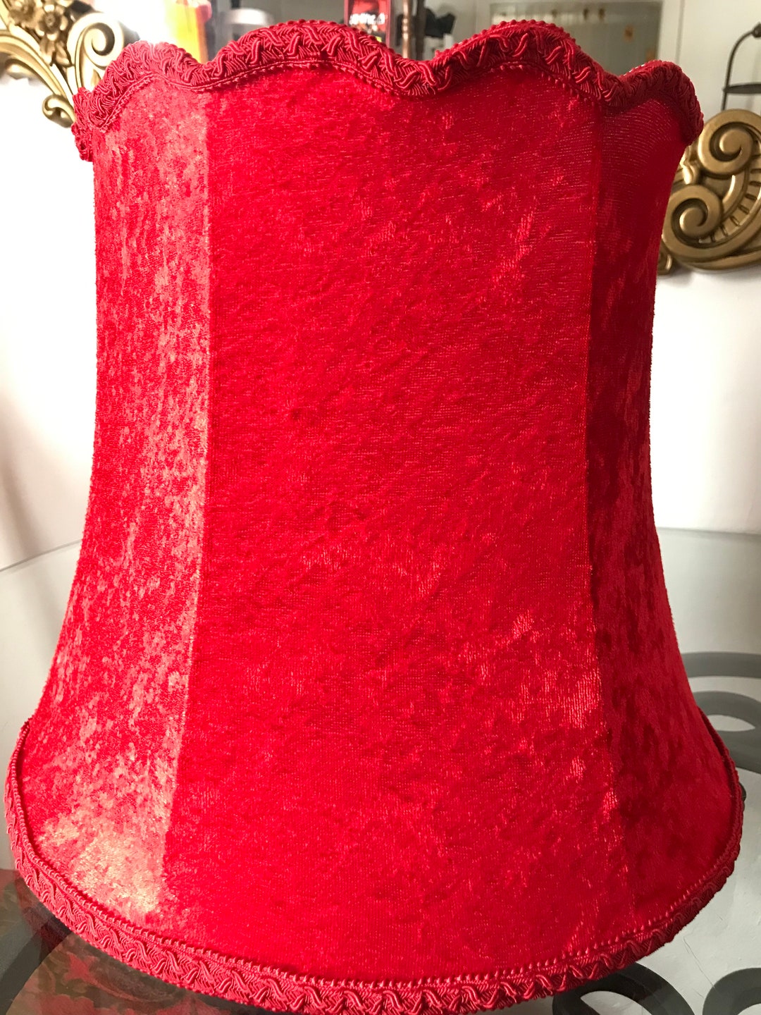 Sold - Vintage Shade Frame - Hand Sewn - Soft Lined - Red Velour Fabric ...