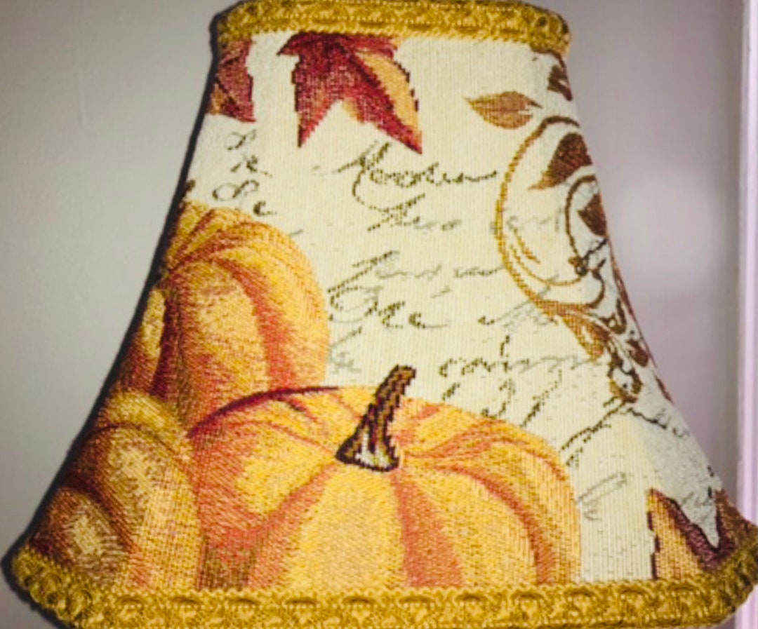 Lamp Shade - Fall Thanksgiving Decor - Hand Sewn - Pumpkin Theme Fabric ...